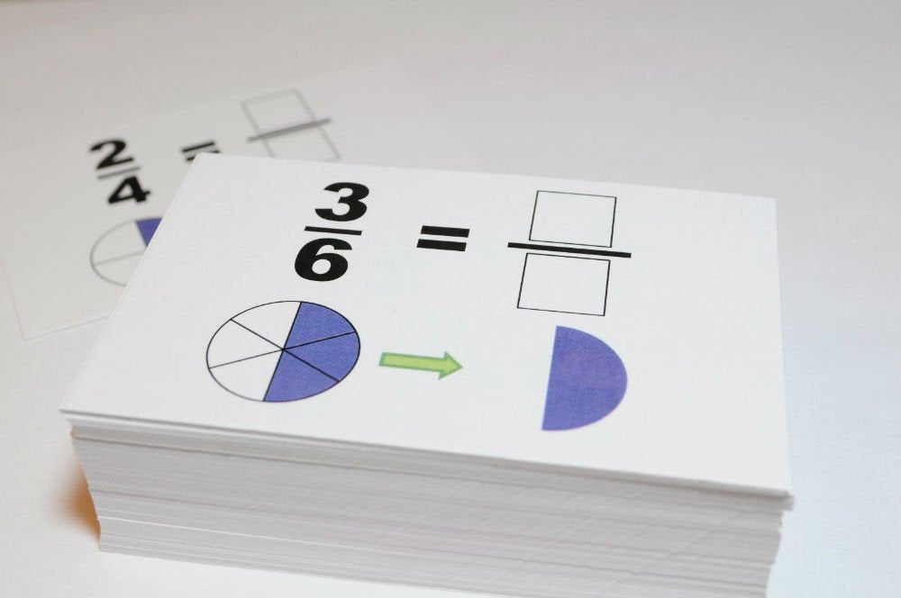 Beginning Graphical Fractions Simplification Math Flash Cards- W/ Pie ...