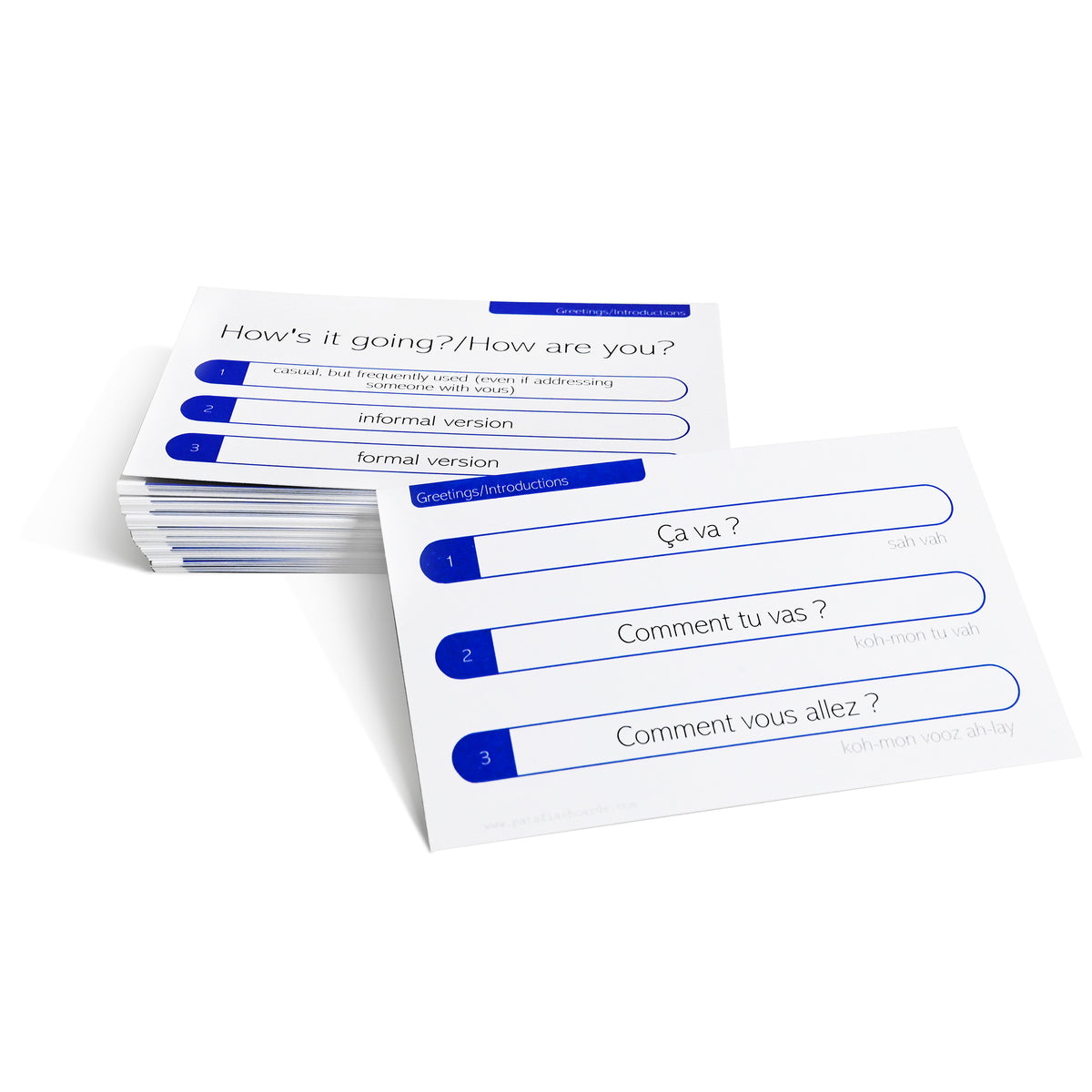 50 French Basic Phrases Flash Cards – Pat's Flash Cards